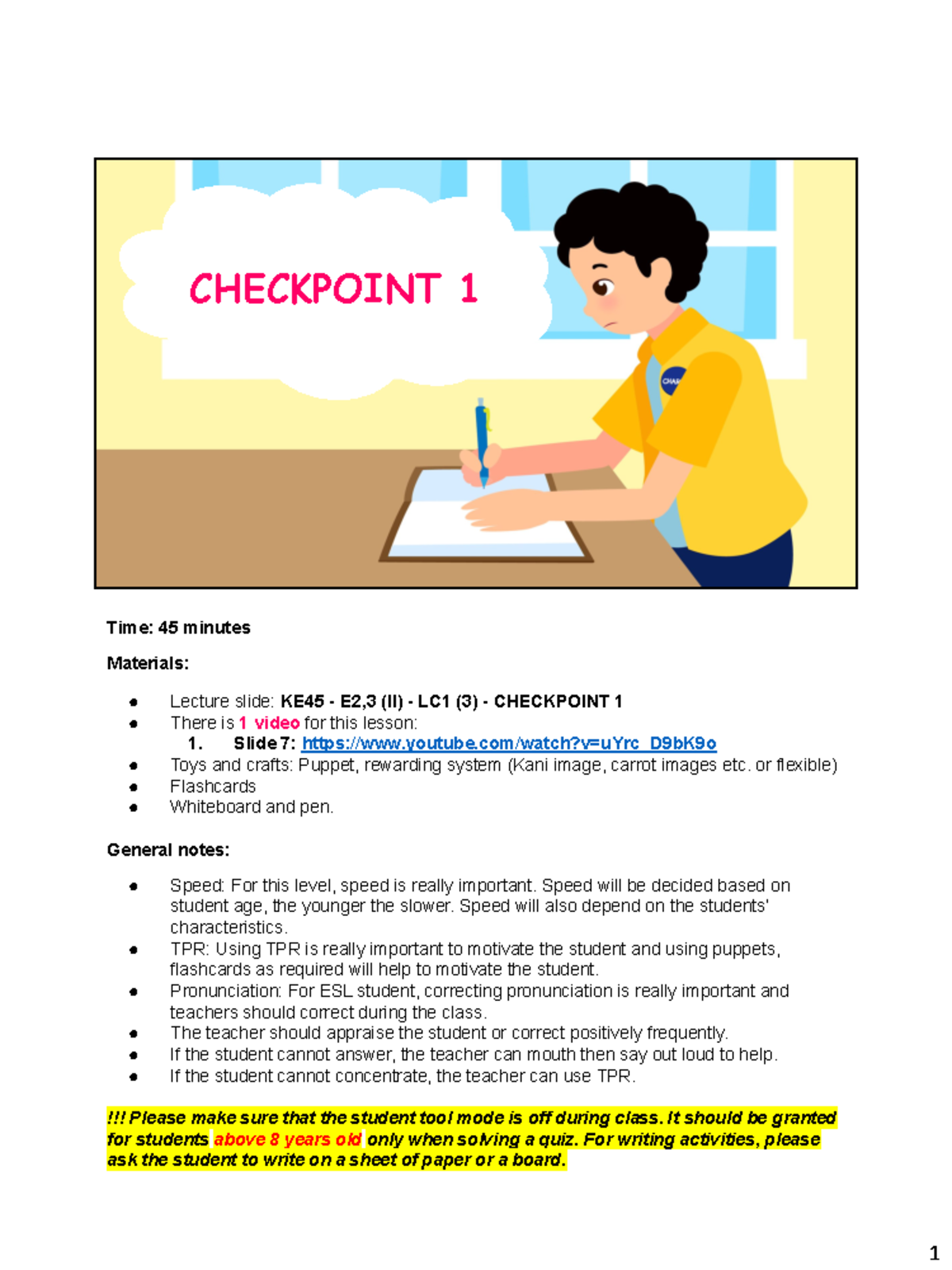 21h 20-8 - dfggfg - CHECKPOINT 1 Time: 45 minutes Materials: Lecture ...