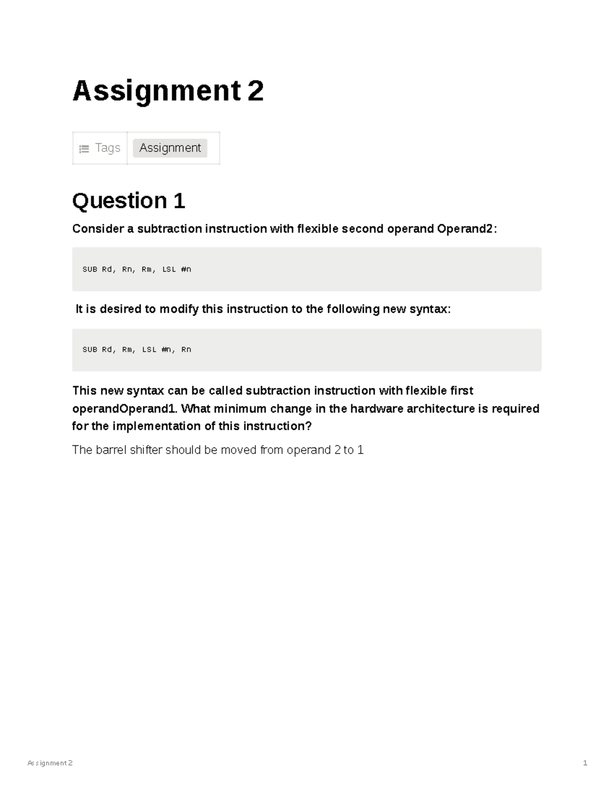 Assignment 2 solutions - Assignment 2 Tags Assignment Question 1 ...