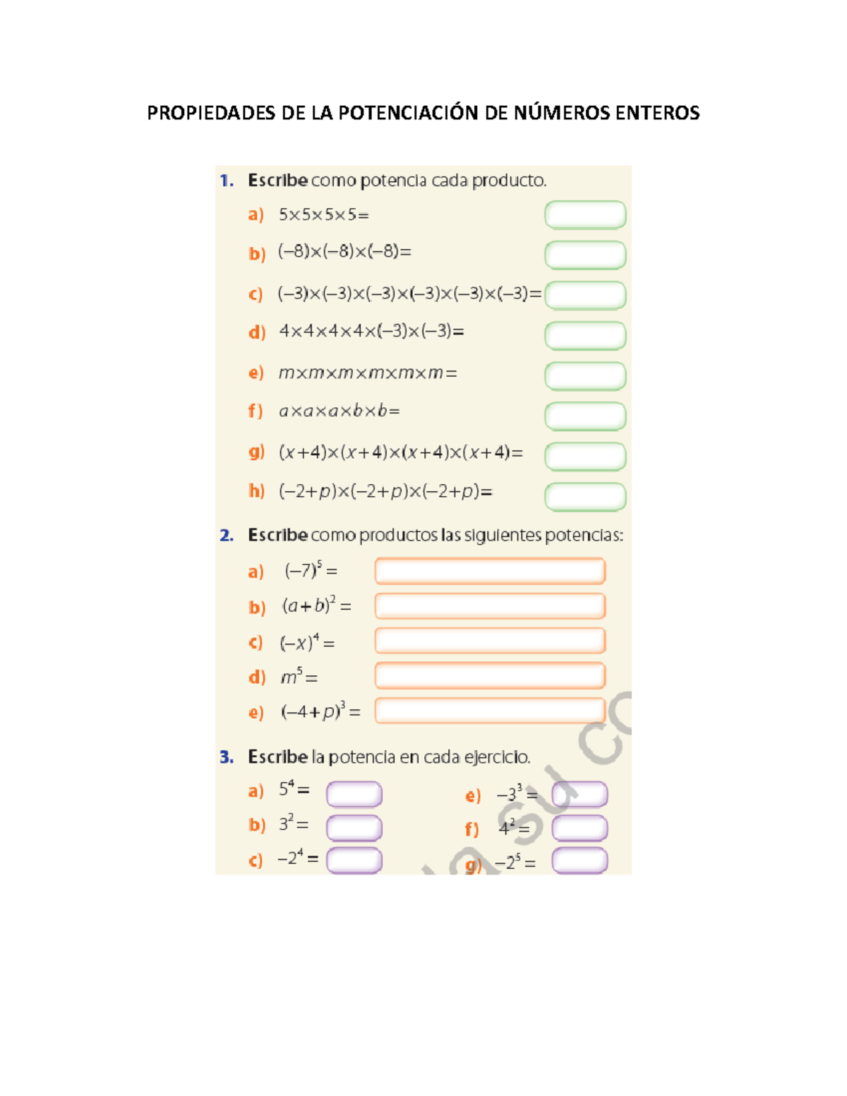 Propiedades DE LA Potenciación DE Números Enteros - Mathematics: Analysis and Approaches SL ...
