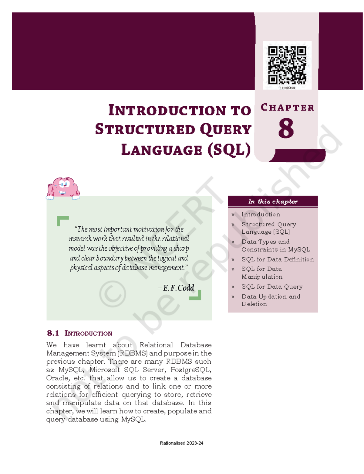 Mysql - 8 IntroductIon We have learnt about Relational Database ...