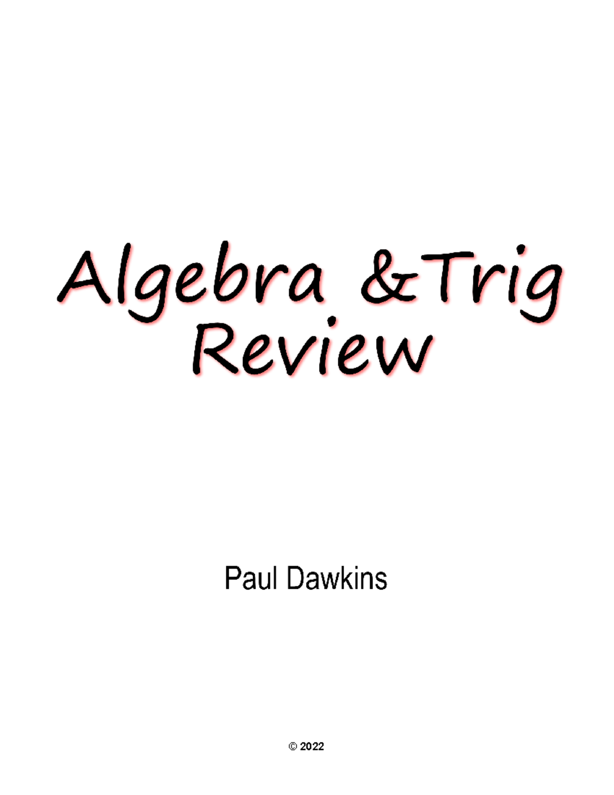 Algebra Trig Review - Calculus - Table of Contents Table of Contents ...