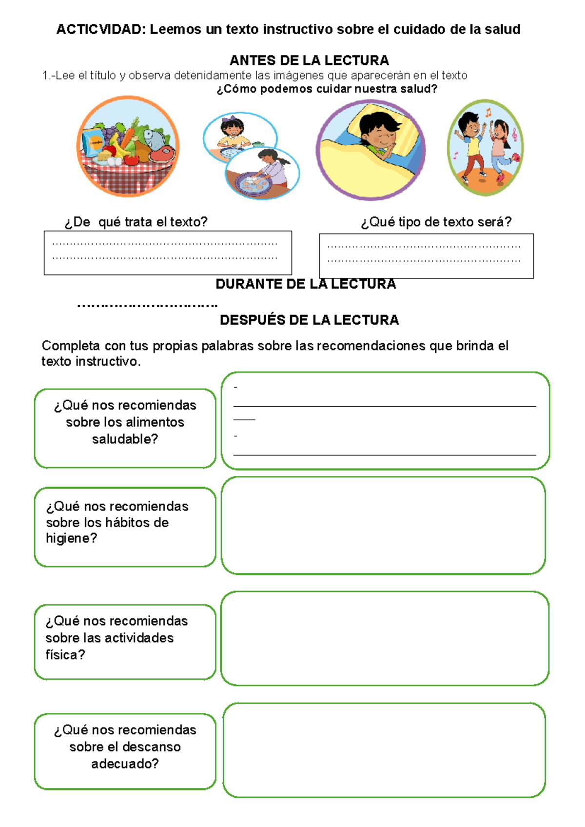 Ficha se com 19-6Leemos un texto instructivo sobre el cuidado de la ...