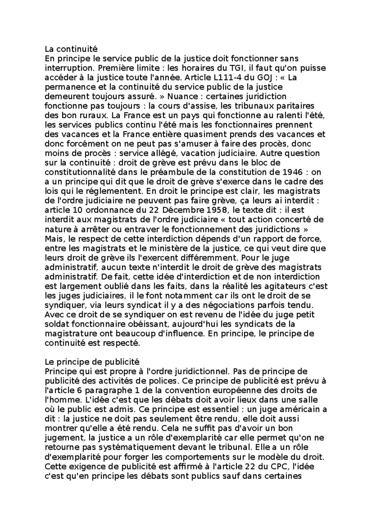 La continuité - Notes de cours Notes de cours - La En principe le ...