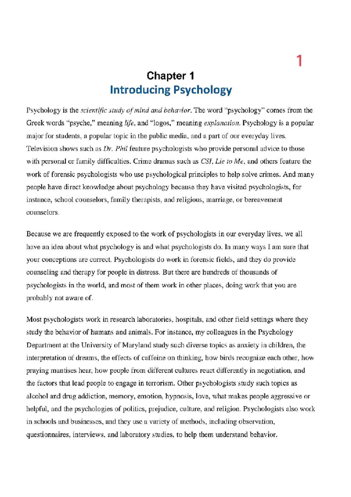 Introducing Psychology( Psychology as a Science) - Studocu