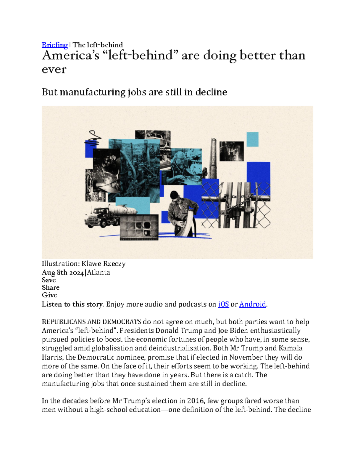 article economist - Briefing | The left-behind America’s “left-behind ...