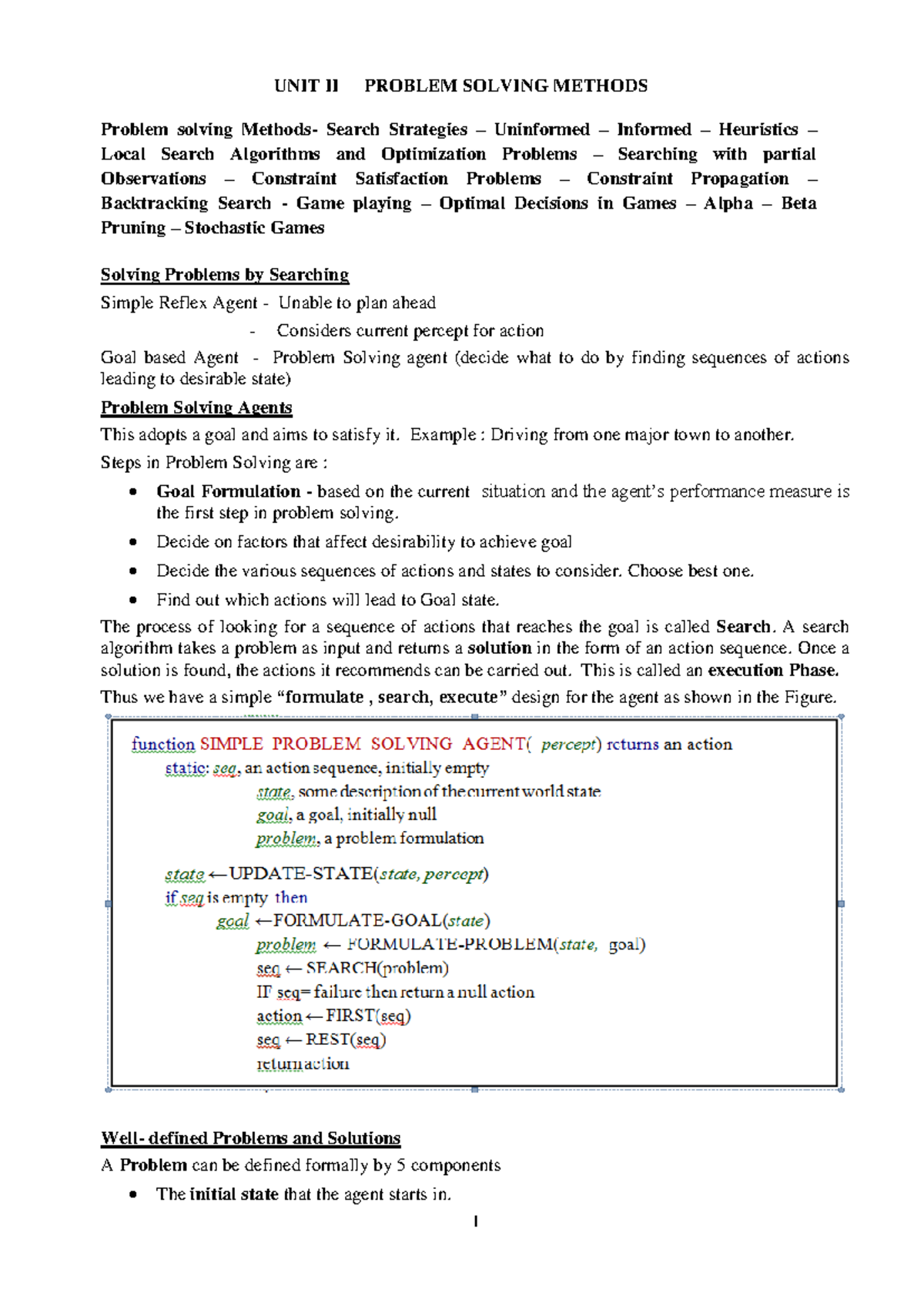 Unit2AI - UNIT II PROBLEM SOLVING METHODS Problem solving Methods- Search Strategies ...