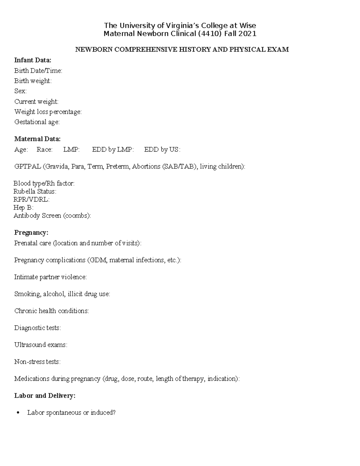 OB Comprehensive Newborn Assessment 2023 - Maternal Newborn Clinical ...