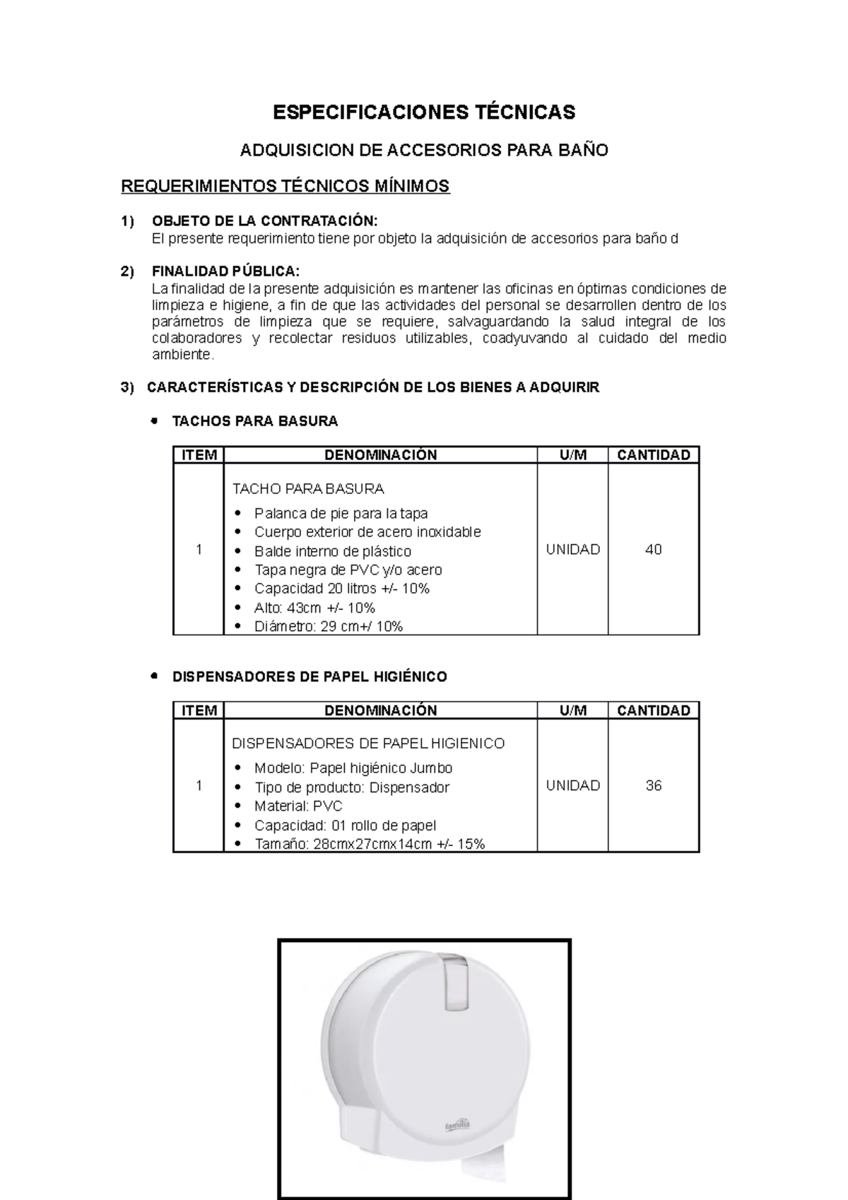 Especificaciones - eett. de requerimientos - ESPECIFICACIONES TÉCNICAS ADQUISICION DE ACCESORIOS ...