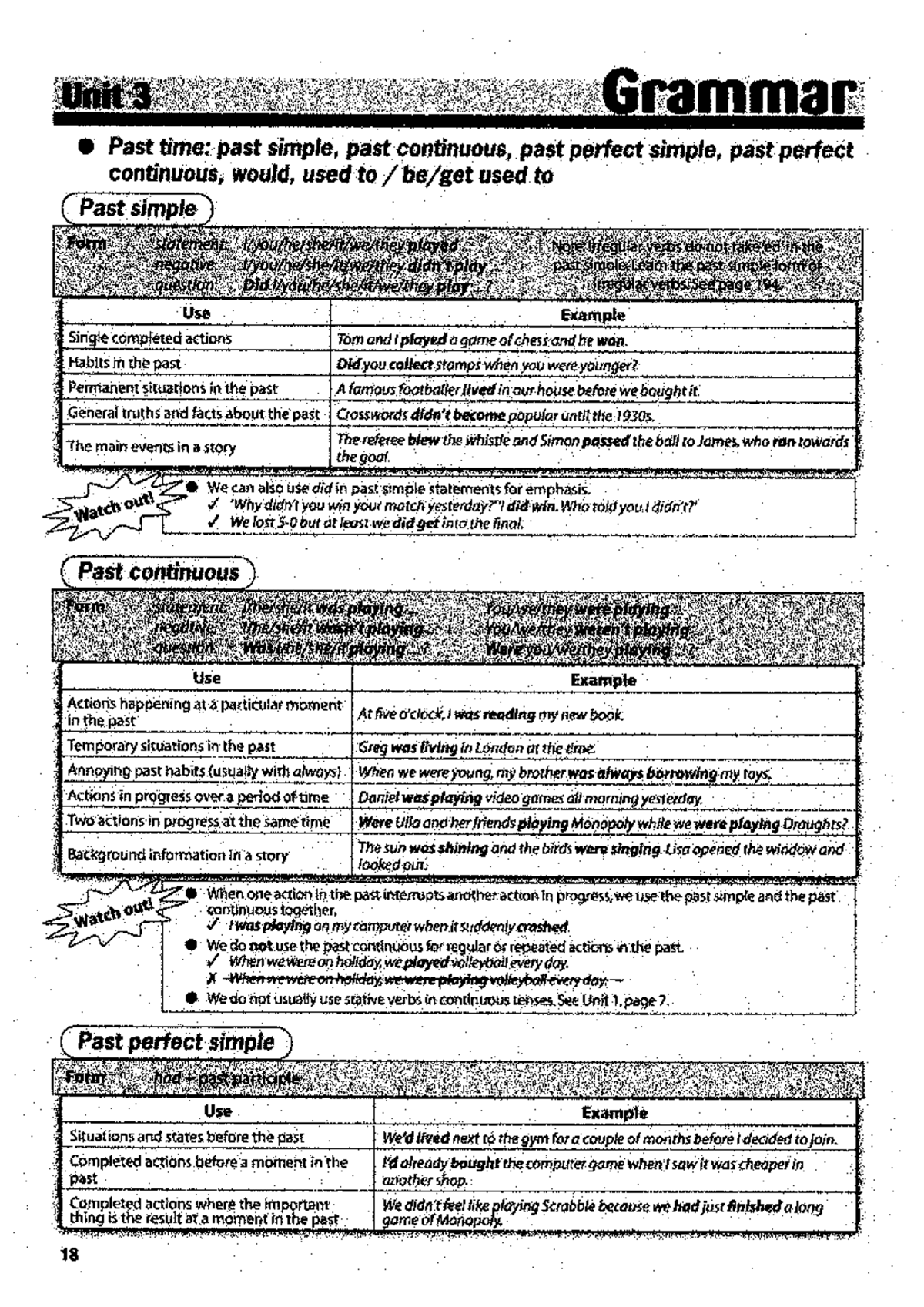Past+Tenses - książka B1 B2 - Unit 3 Grammar Past time: past simple ...