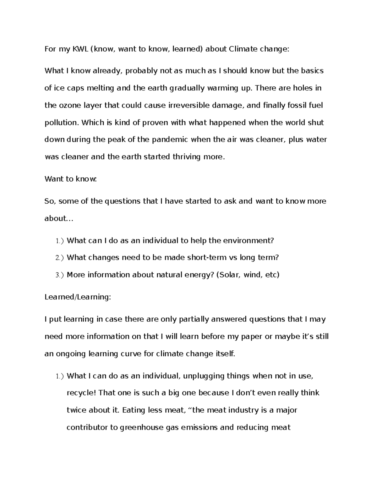 For my KWL - The KWL know want to know learned - For my KWL (know, want ...