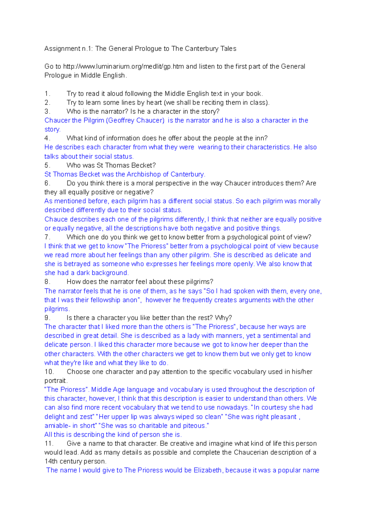 Iconos - canterbury tales - Assignment n: The General Prologue to The ...