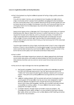 CS6250 Study question answers week4 - Lesson 4: AS Relationships and Interdomain Routing ...