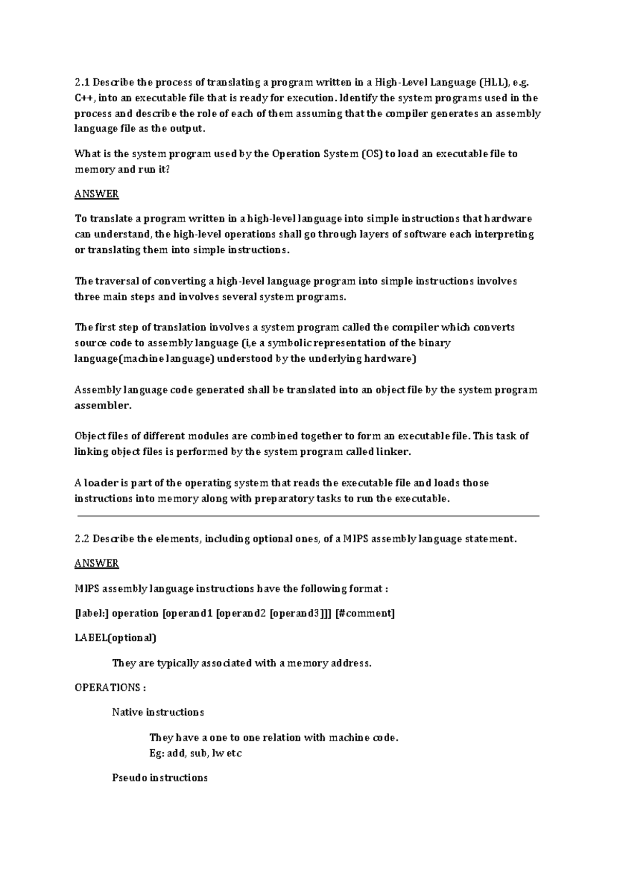 HW#1 - hw1 - 2 Describe the process of translating a program written in ...