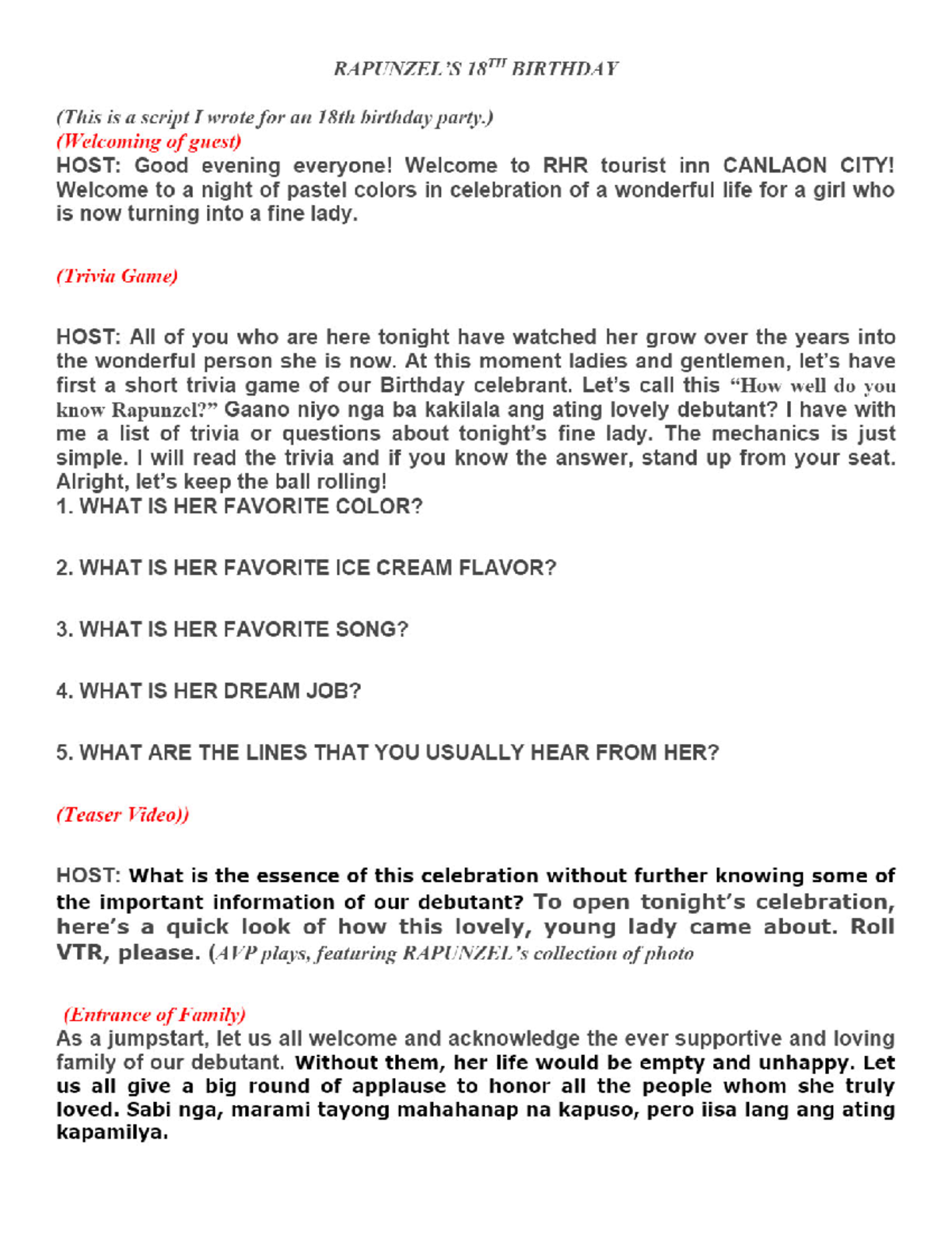 Debut-script - Debut Script Sample for Creative Writing - BS Chemical ...