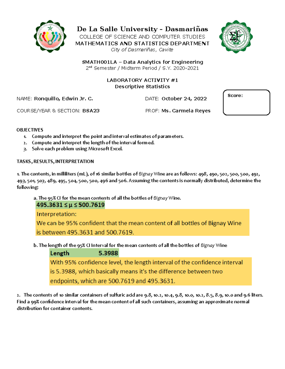 assignment details - De La Salle University – Dasmariñas COLLEGE OF ...