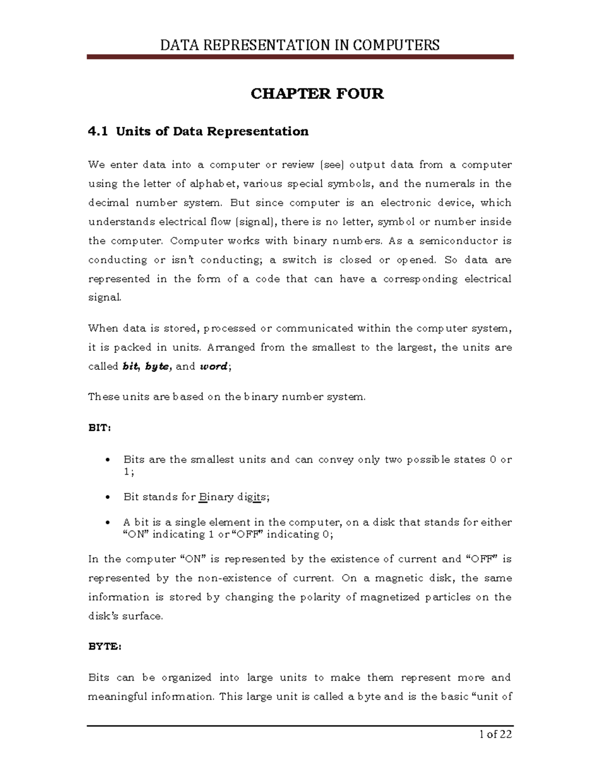 4 Chapter Four - this document is essential - CHAPTER FOUR 4 Units of ...