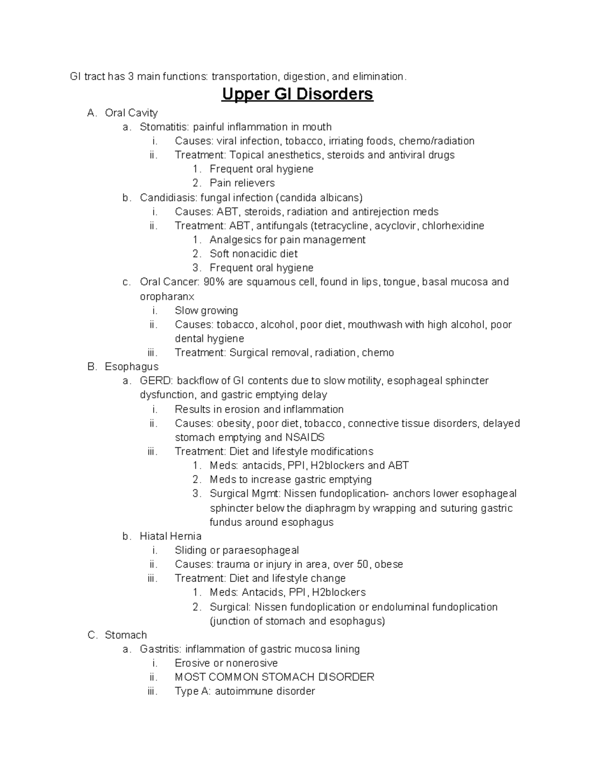 GInotes - GI notes - GI tract has 3 main functions: transportation ...