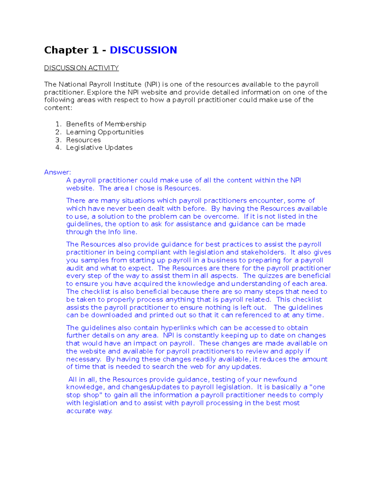 PCP Chapter 1 - Discussion P - Chapter 1 - DISCUSSION DISCUSSION ...