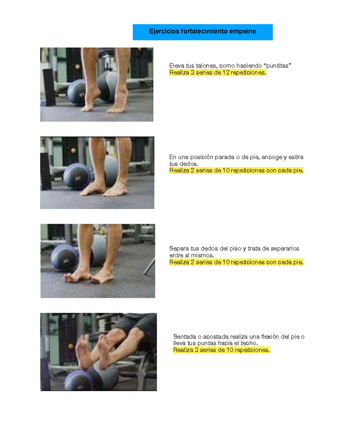 Programa en casa empeine - Eleva tus talones, como haciendo “puntitas ...