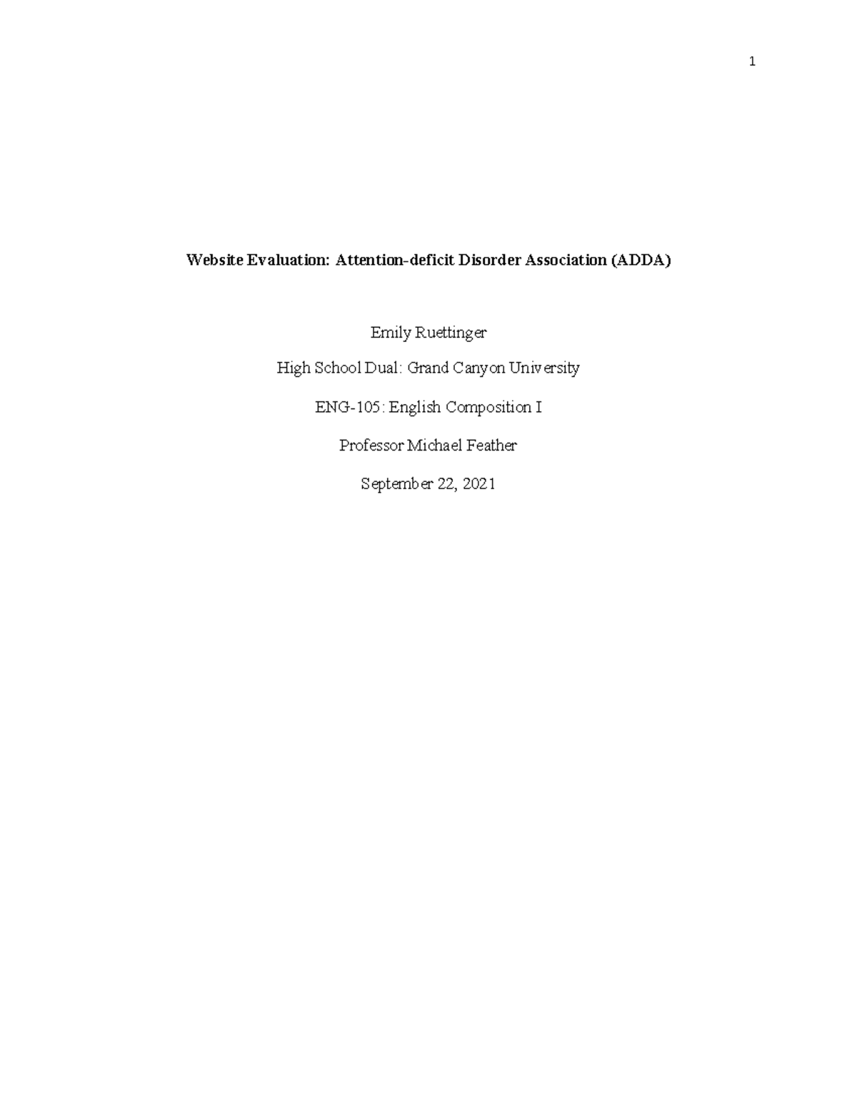 Website review Essay- Emily Ruettinger - ENG-105 - GCU - Studocu