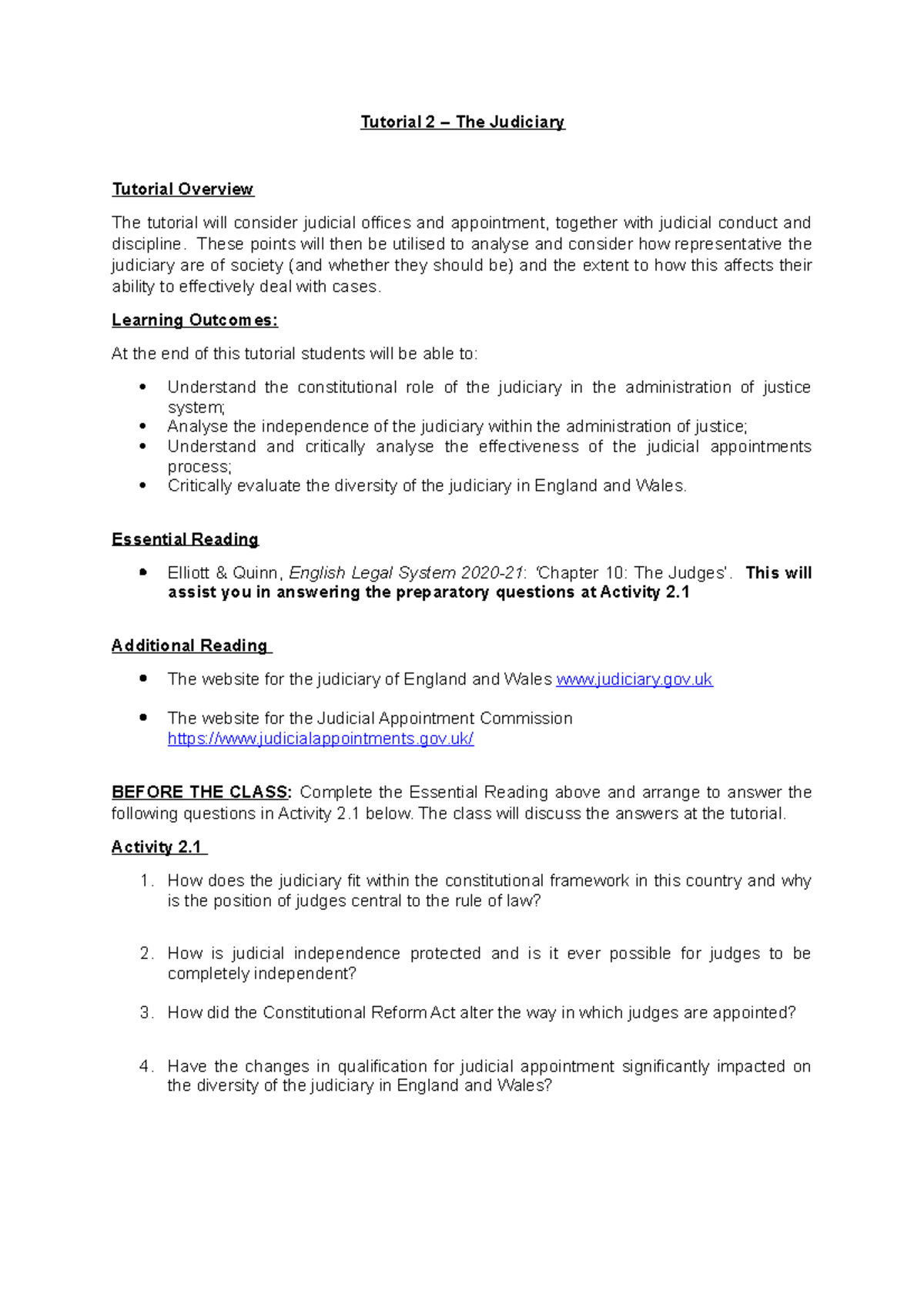 Tutorial 2 - The Judiciary Instructions - Tutorial 2 The Judiciary ...