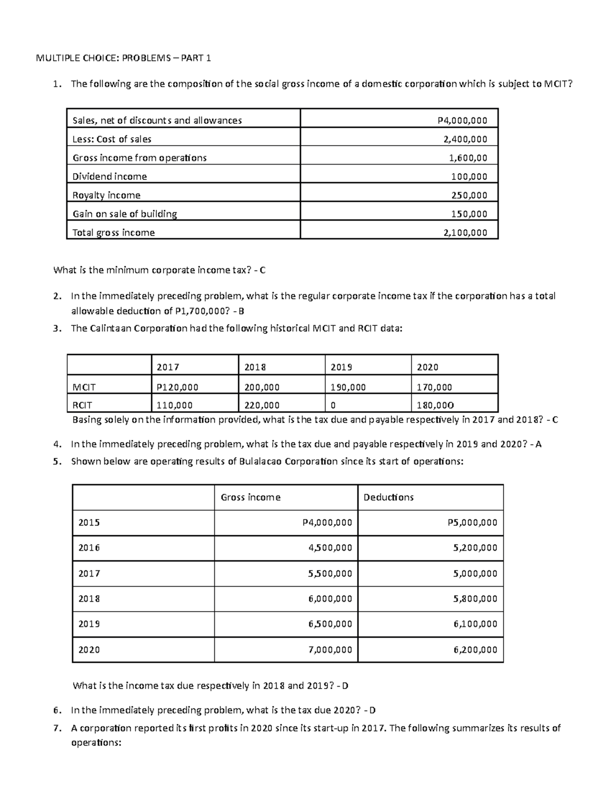 Income Taxation Chapter 16 - MULTIPLE CHOICE: PROBLEMS – PART 1 The ...