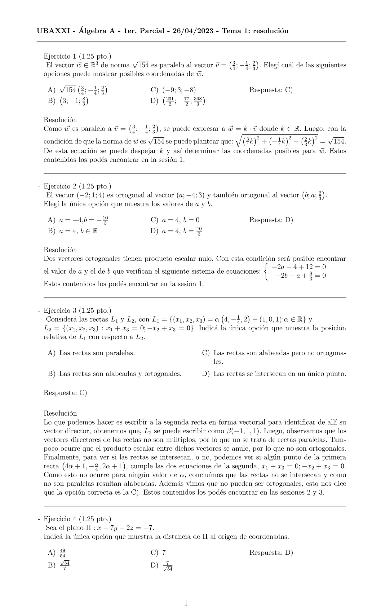 2023 1C 1P T1 resuelto - ... - UBAXXI - ́Algebra A - 1er. Parcial - 26 ...
