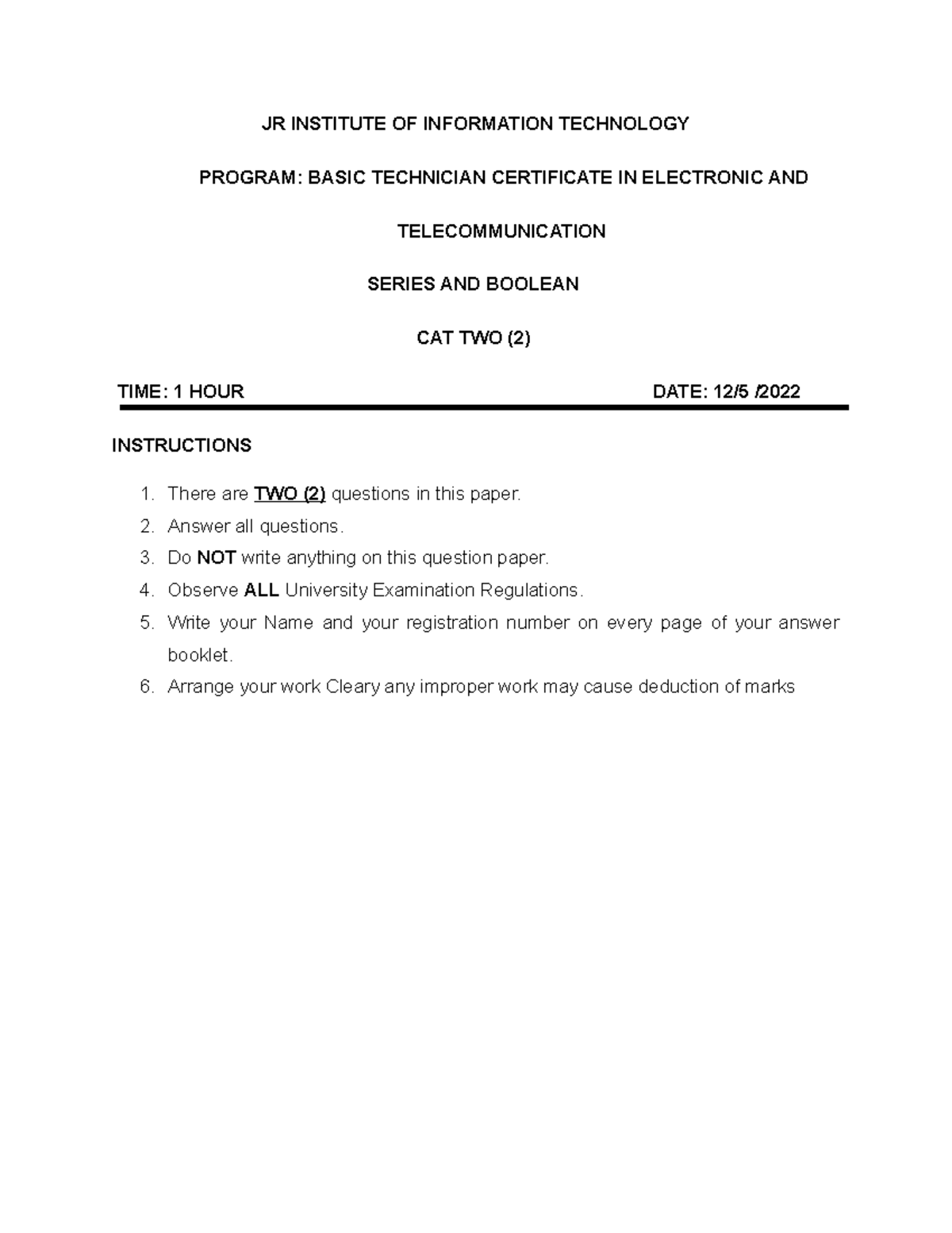 boolean Algebra - JR INSTITUTE OF INFORMATION TECHNOLOGY PROGRAM: BASIC ...