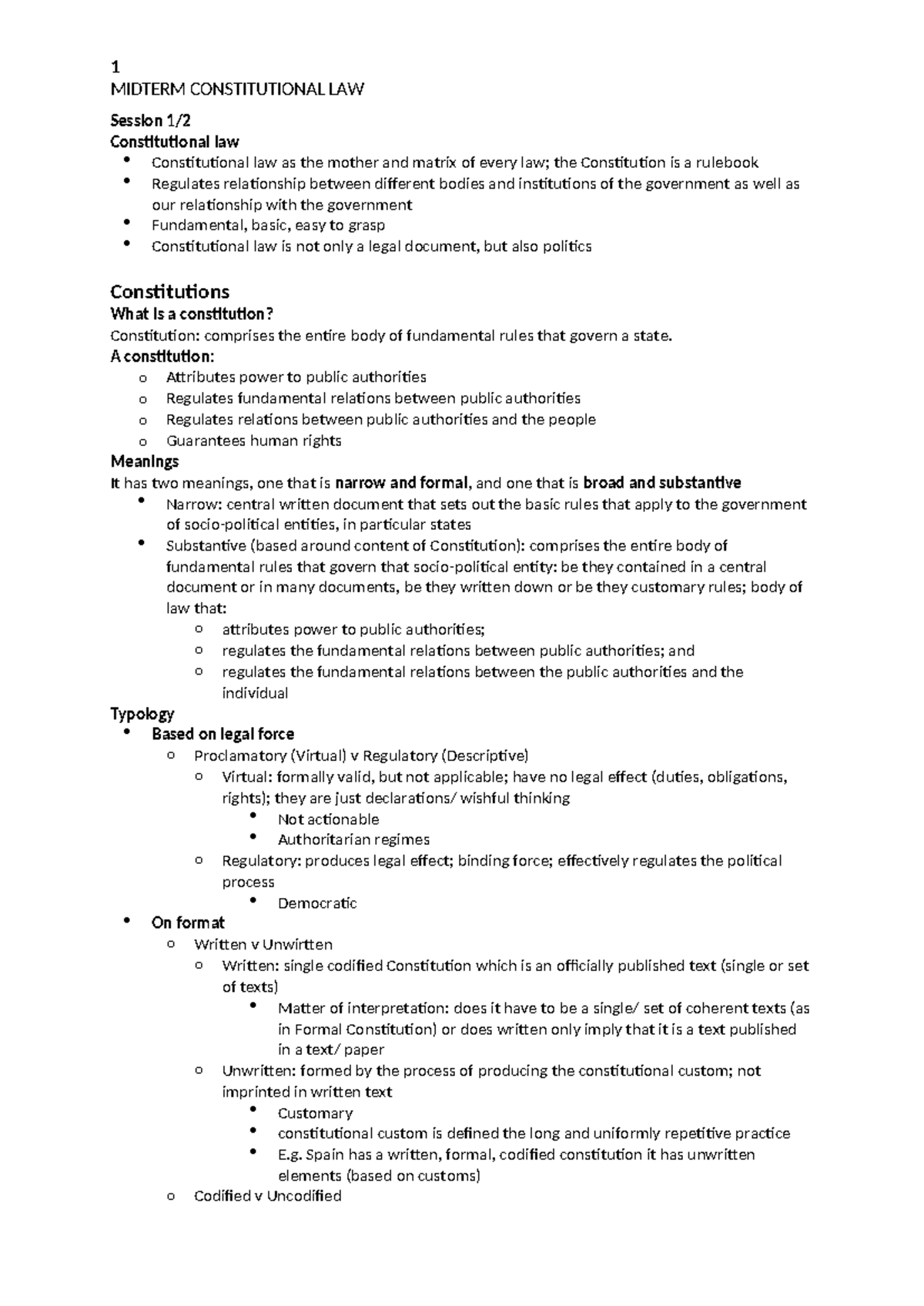 Constitutional law Midterm - MIDTERM CONSTITUTIONAL LAW Session 1 ...