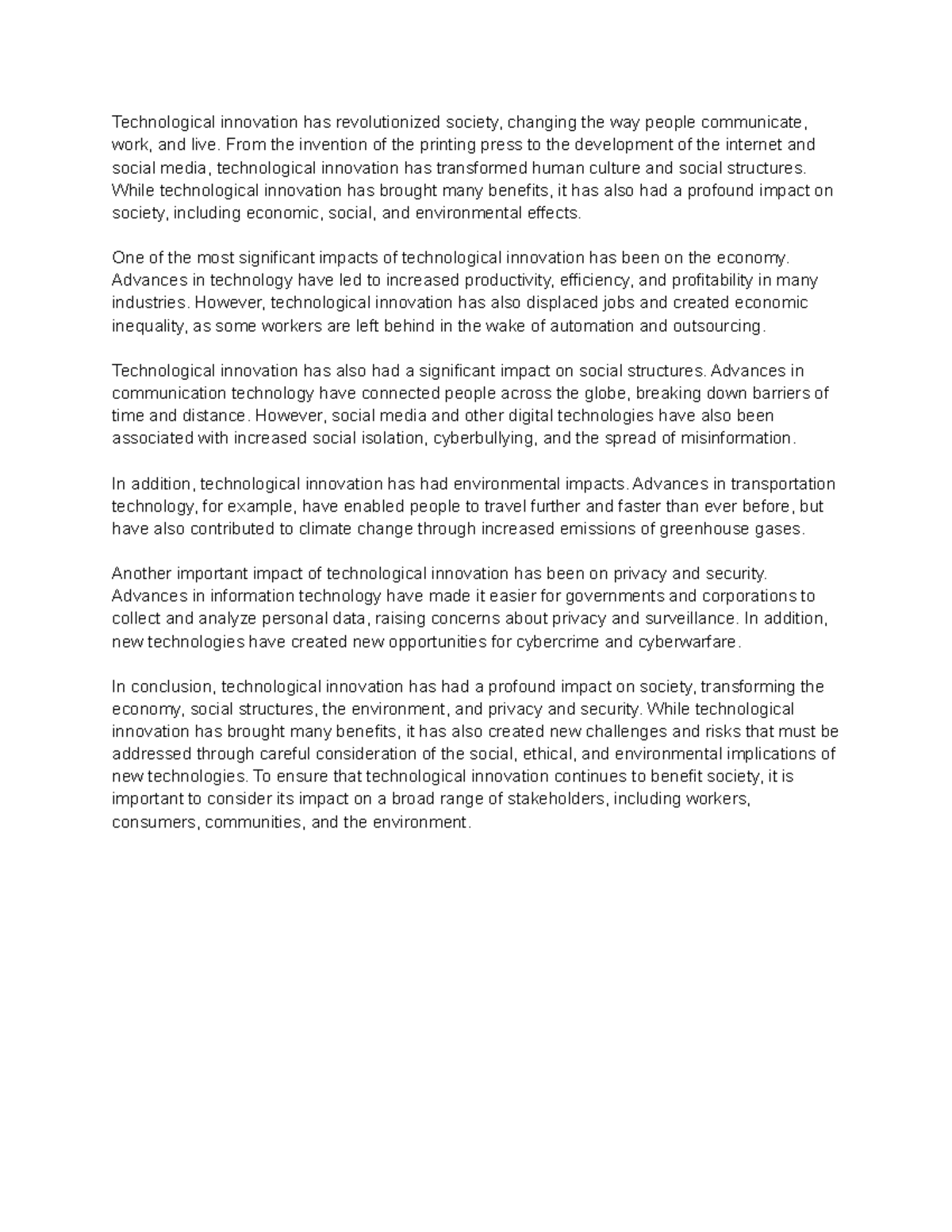 Technological innovation and its impact on society - Technological ...