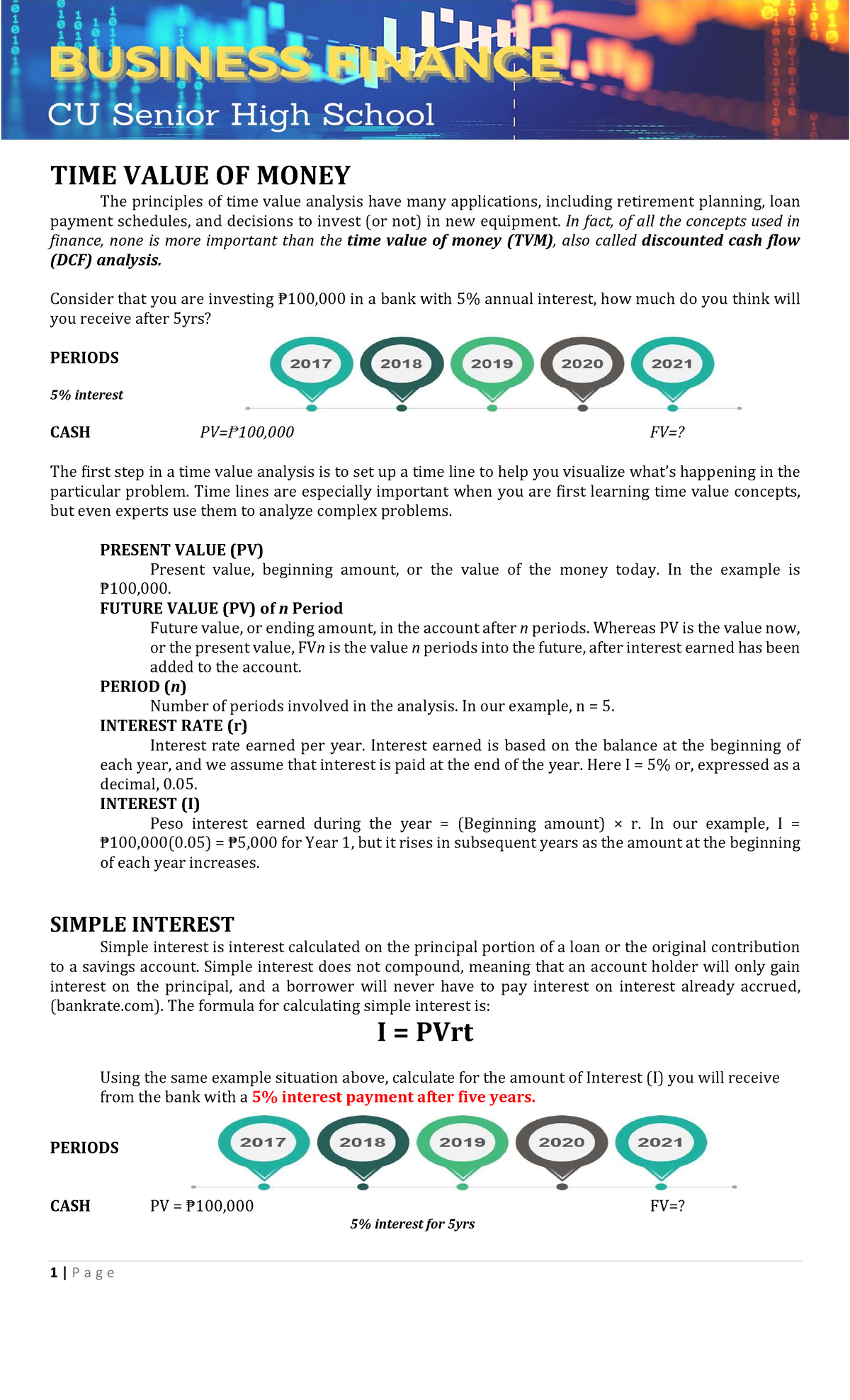 Week 8 Time Value of Money (Simple and Compound Interest) - TIME VALUE ...