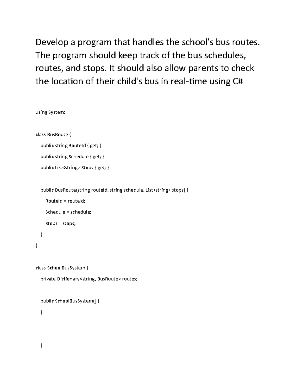 Comp6076 Assign 14 C Develop A Program That Handles The Schools Bus 3301