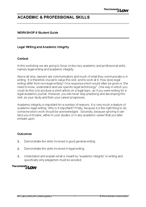 Academic Professional Skills Workshop 9 Student Guide - Studocu
