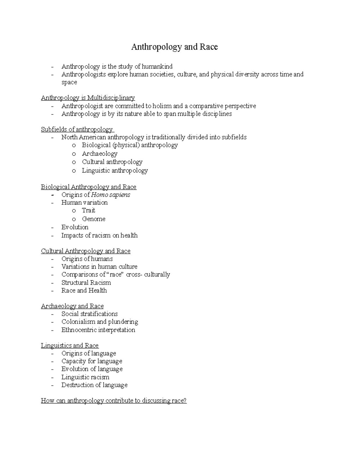 Anthropology and Race - 5-1 million years ago Domestication o ~12 ...
