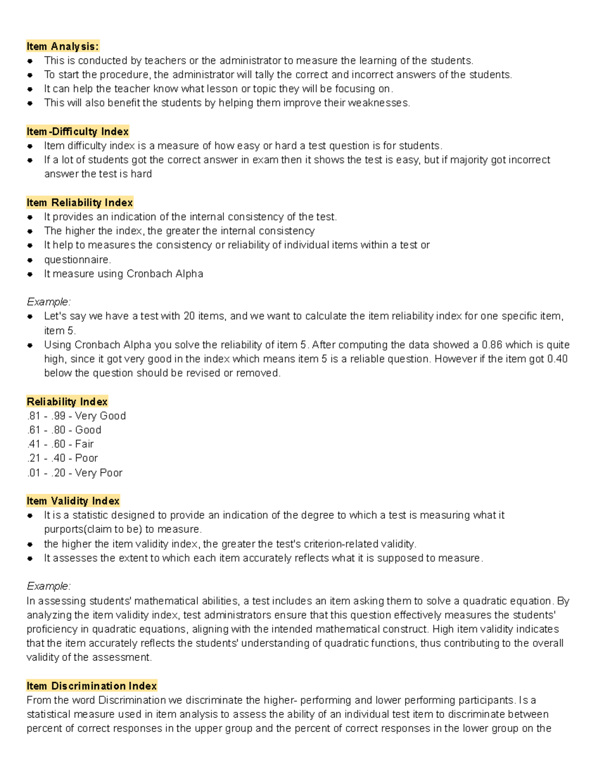 Item Analysis Module - Item Analysis: This is conducted by teachers or ...
