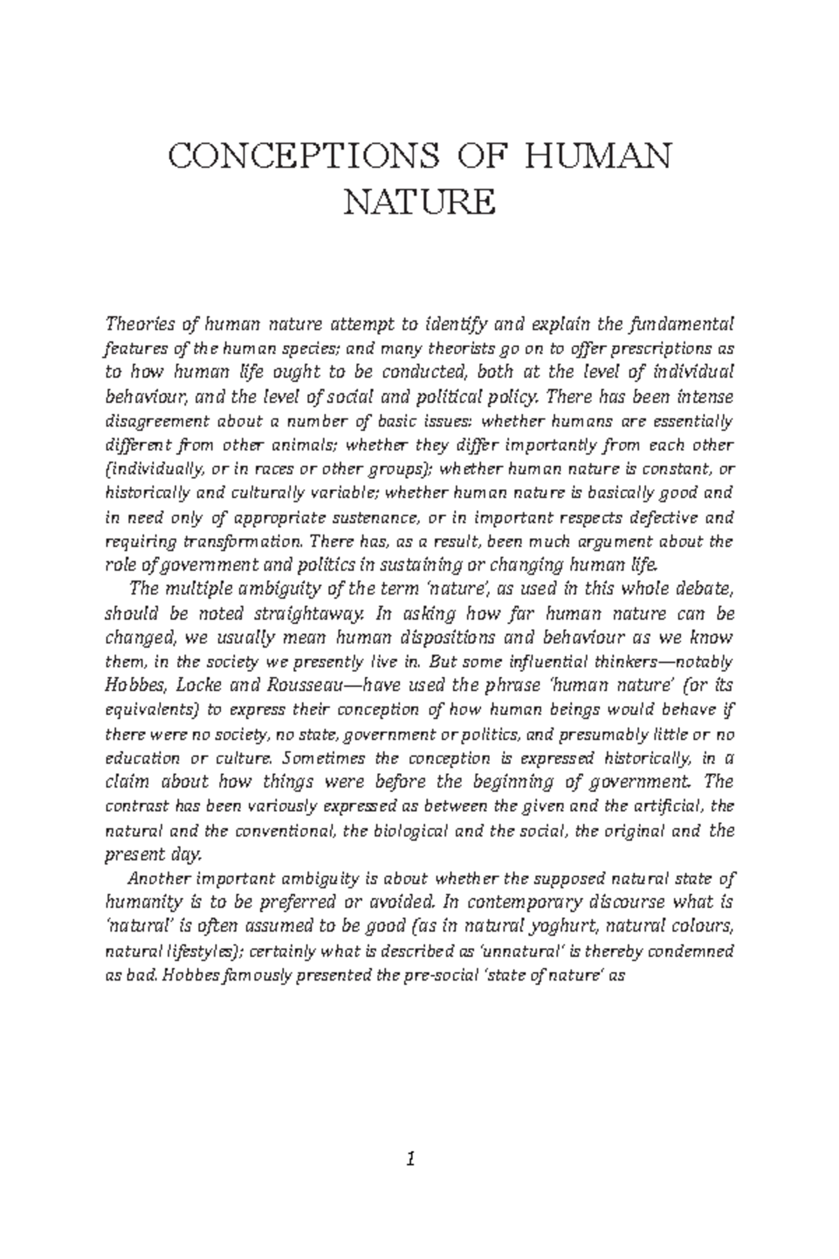 Conceptions OF Human Nature - CONCEPTIONS OF HUMAN NATURE Theories of ...