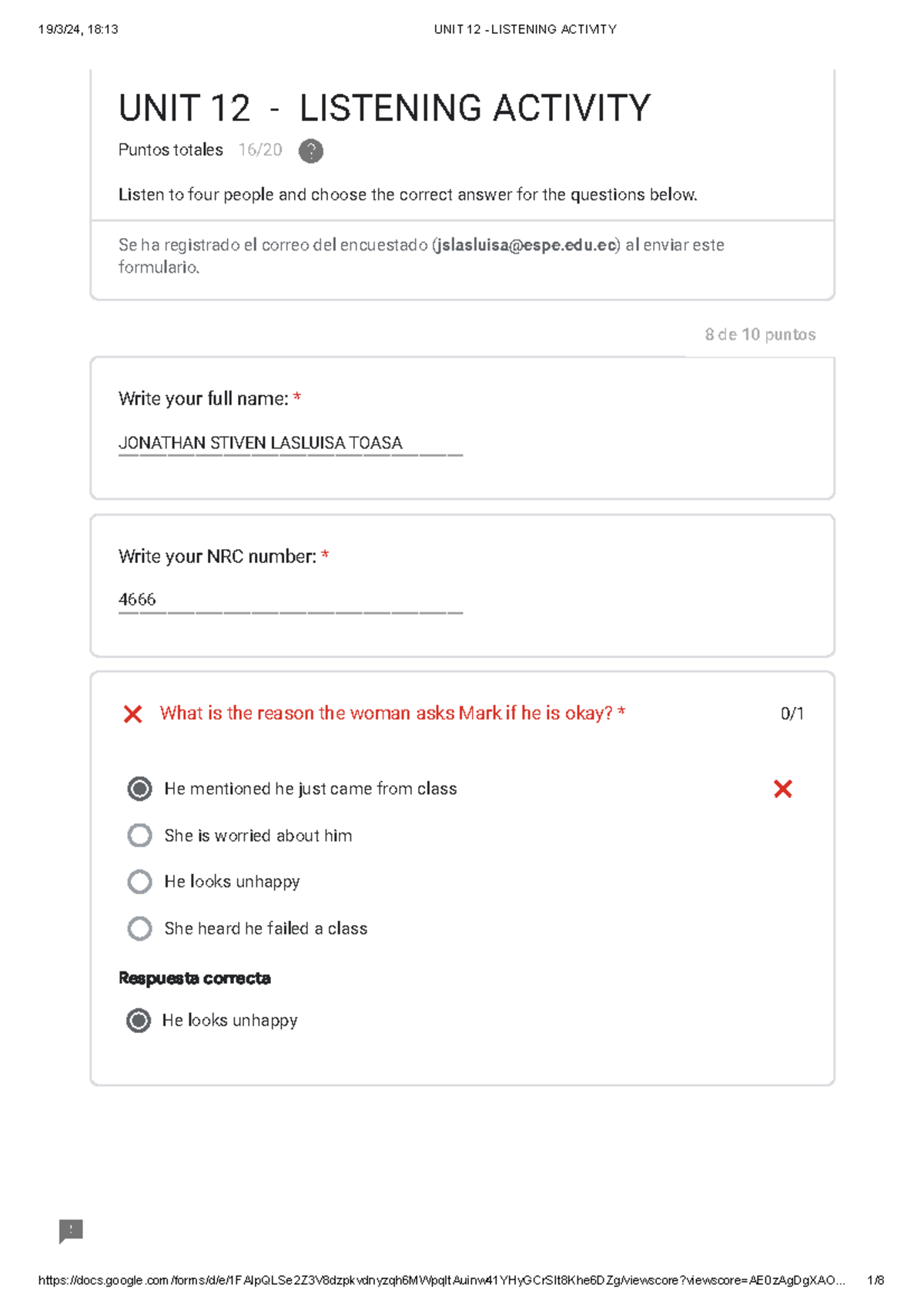 UNIT 12 - Listening Activity - 8 de 10 puntos JONATHAN STIVEN LASLUISA ...