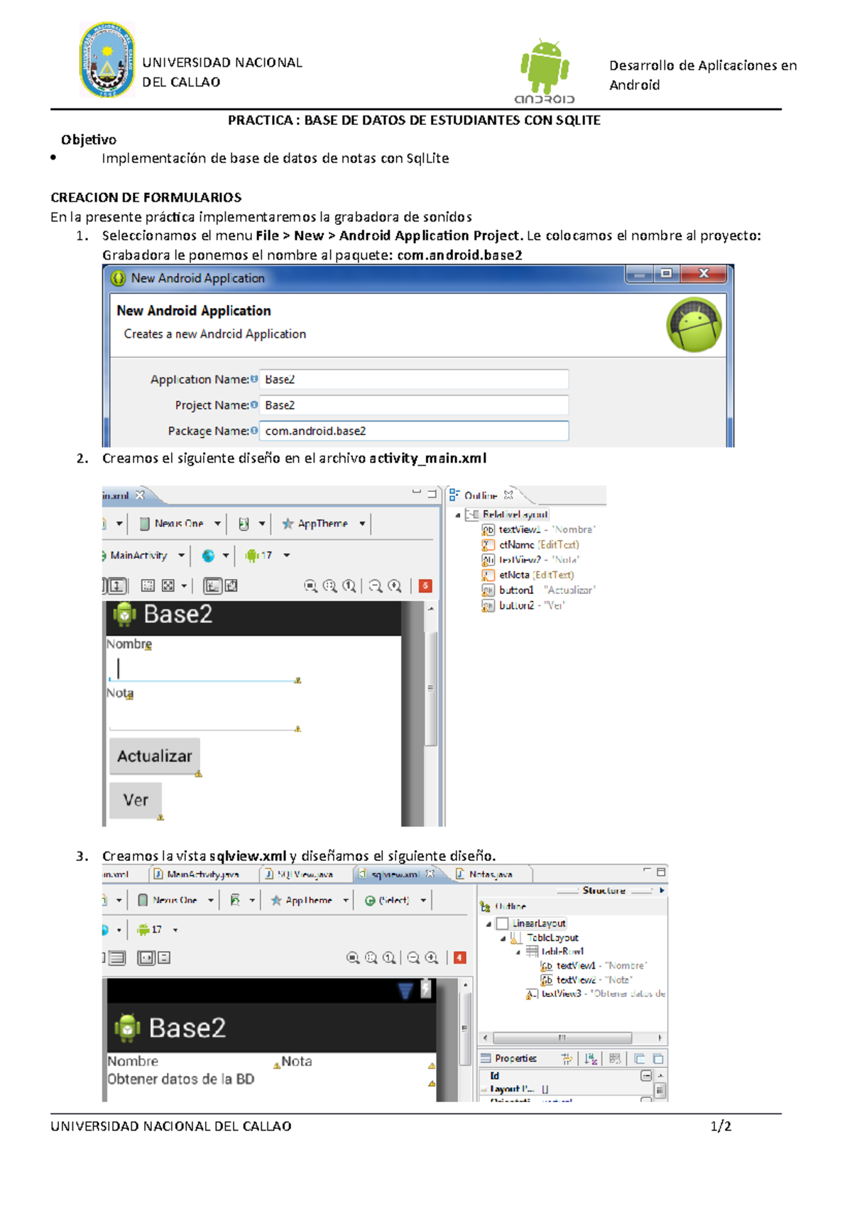 Grabador Android Sql 4 - PRACTICA : BASE DE DATOS DE ESTUDIANTES CON ...