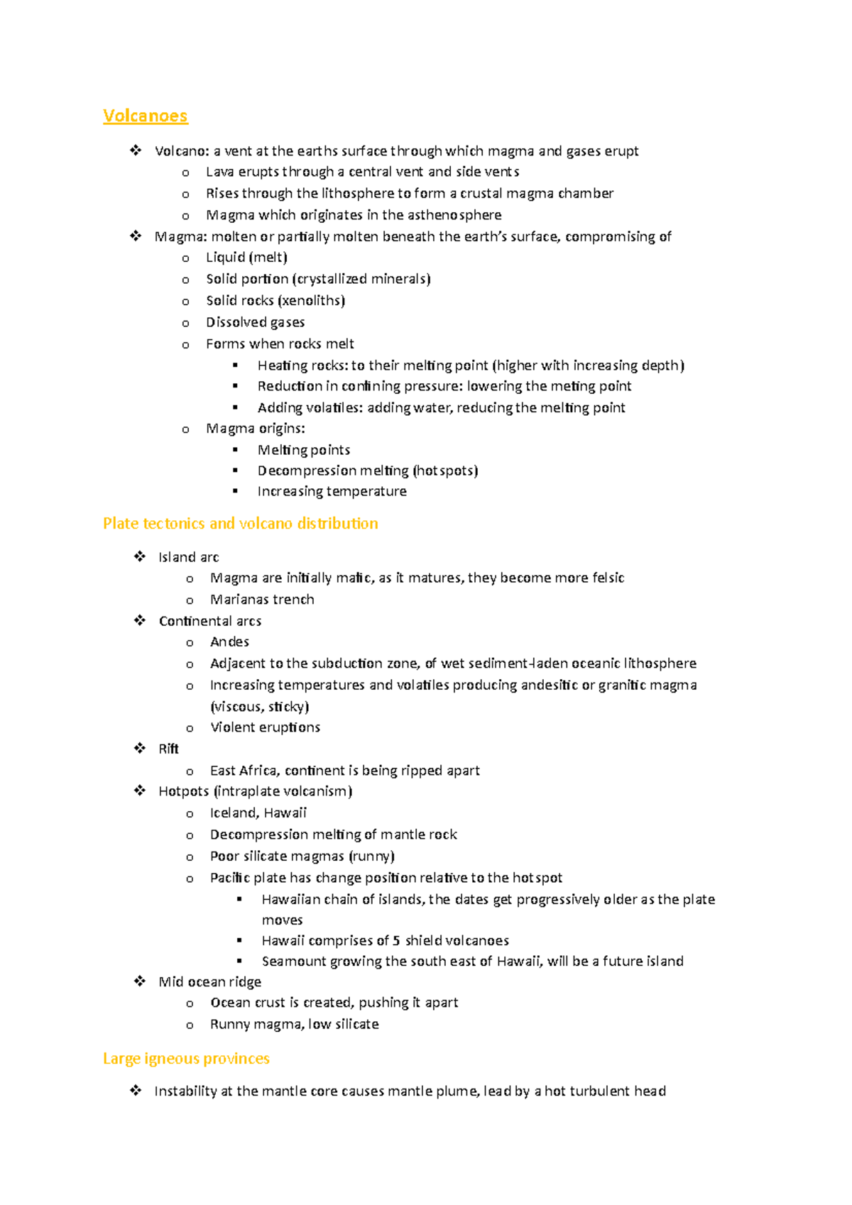 Volcanoes - Lecture notes 10,11 - Volcanoes Volcano: a vent at the ...