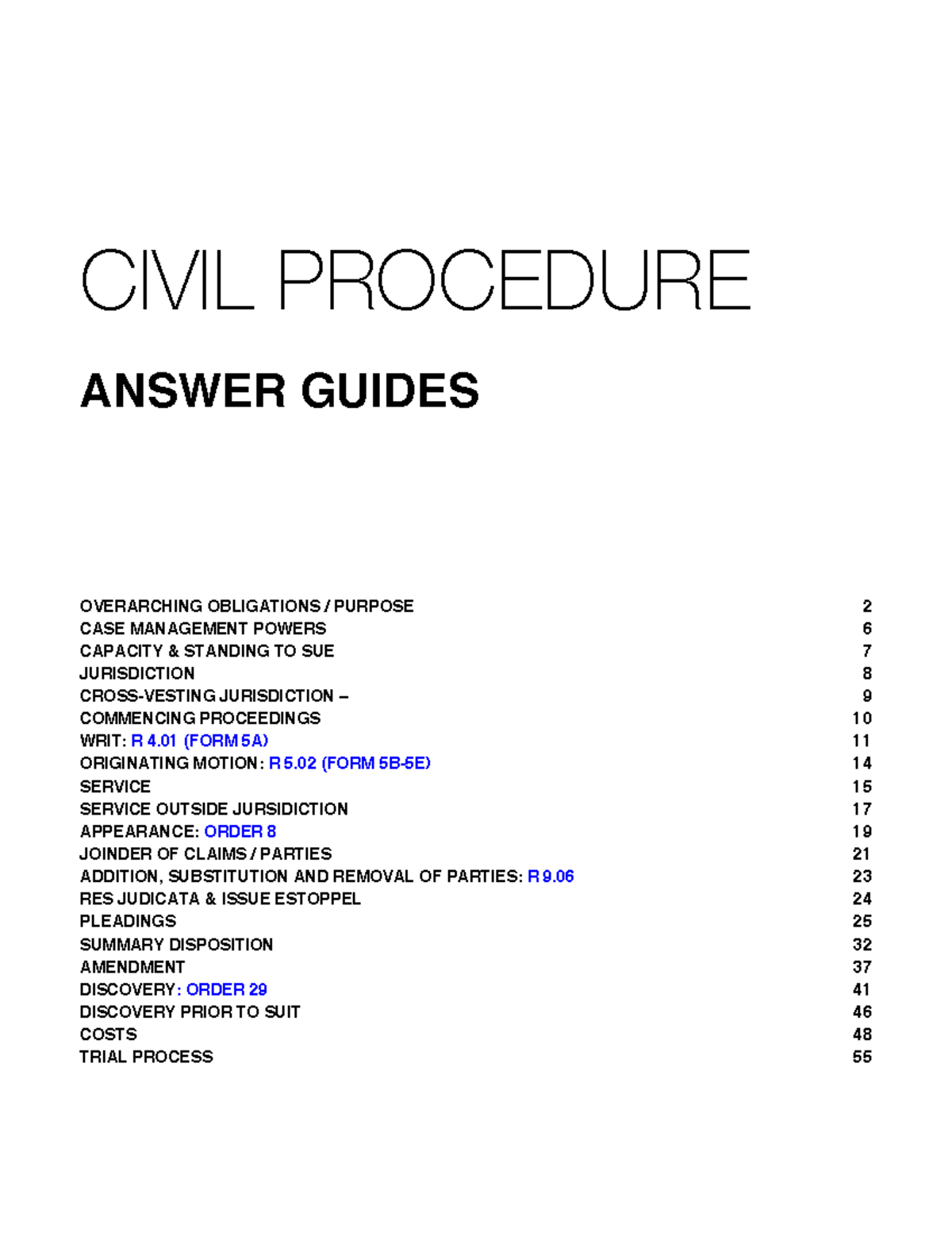 Sample/practice exam 2018, questions and answers - CIVIL PROCEDURE ...