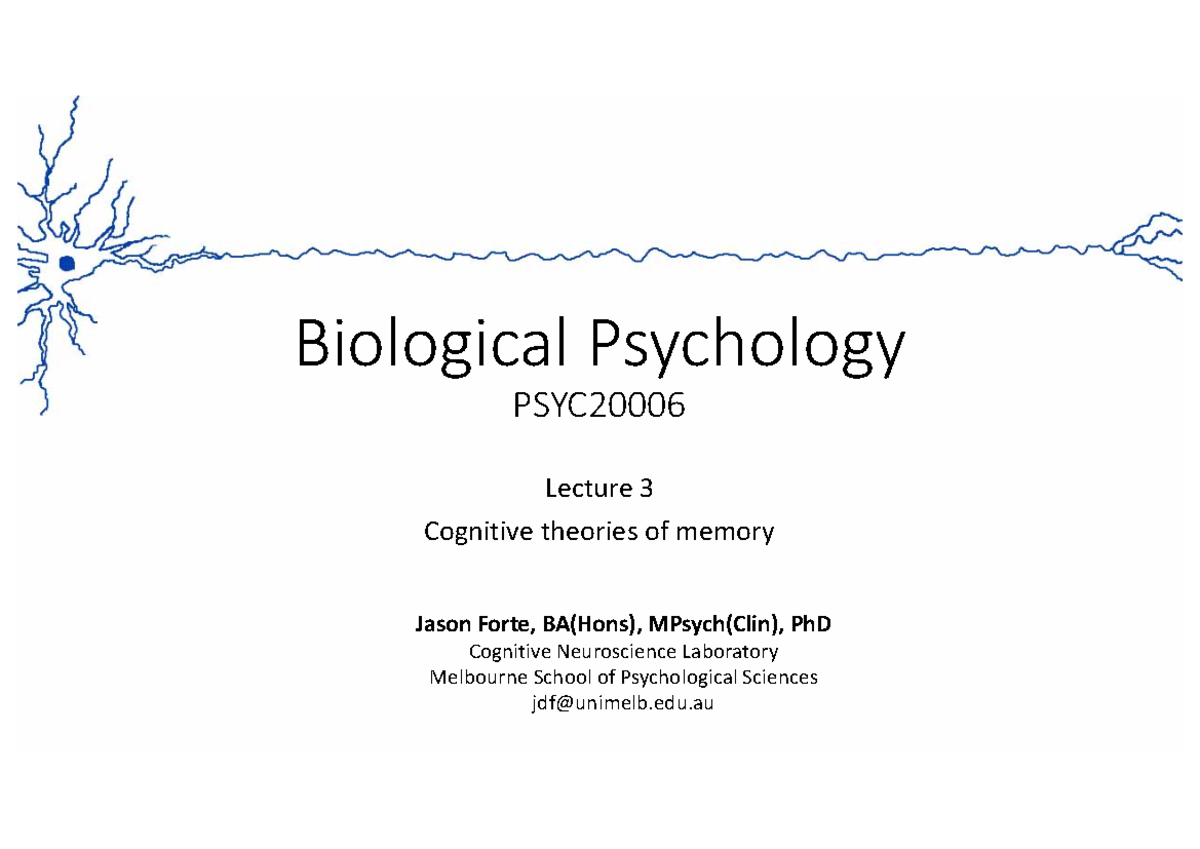 Week+7+cognition+of+memory - Biological Psychology PSYC Lecture 3 ...