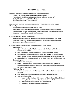 INDG 107 Module 7 Notes - INDG 107 Module 7 Notes Explain the ...
