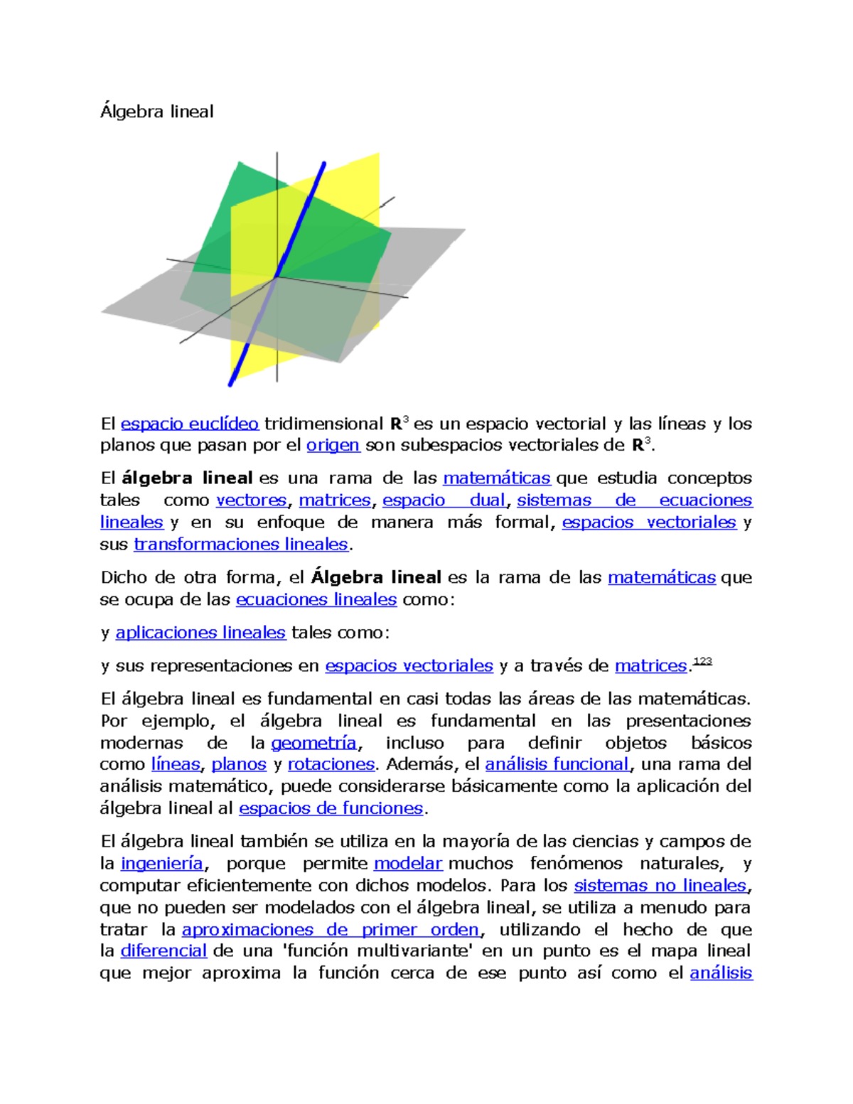 Algebra lineeal - Descripción y evaluación de la teoría y la practica ...