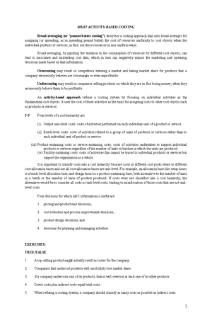 ABC - Reviewer Answer Key - Activity-Based Costing (ABC) - is a systematic costing method that ...