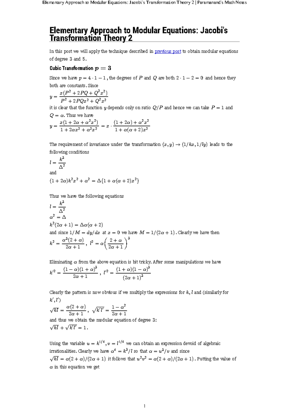 2011-10-Elementary Approach to Modular Equations Jacobis Transformation Theory 2 - Elementary ...