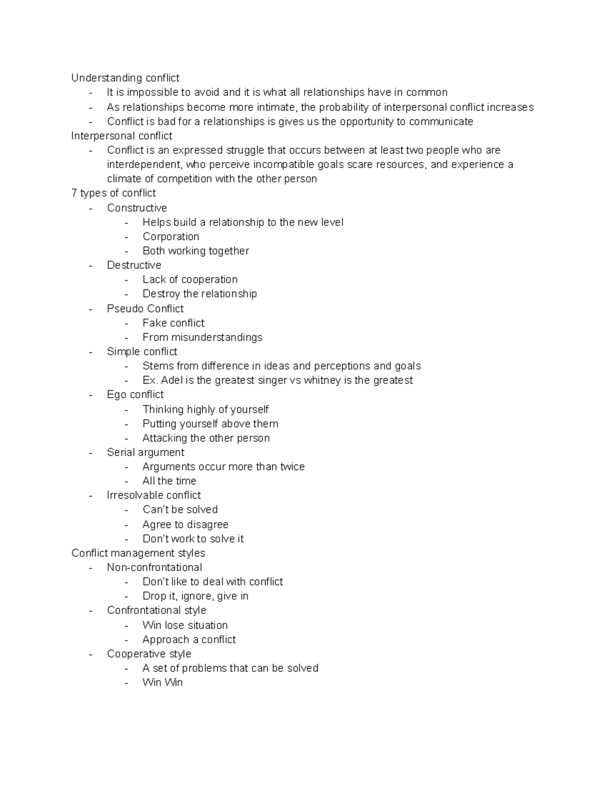 Communication Pugss Notes - Understanding conflict - It is impossible ...
