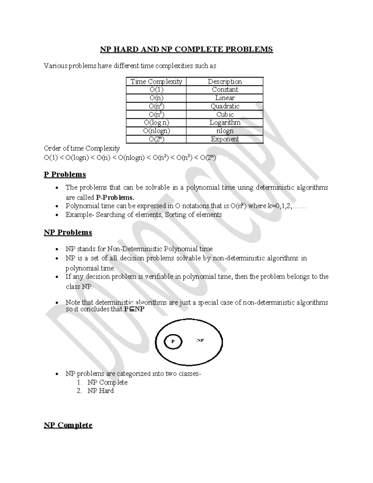 P np just for reference - NP HARD AND NP COMPLETE PROBLEMS Various ...