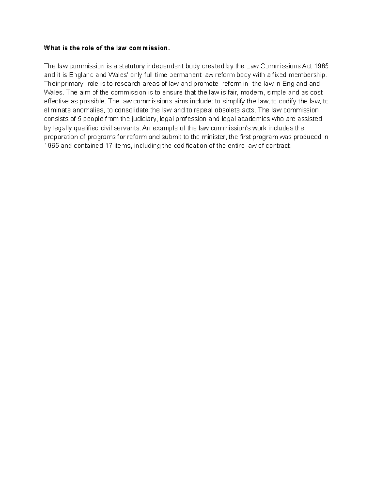 What is the role of the law commission - The law commission is a ...