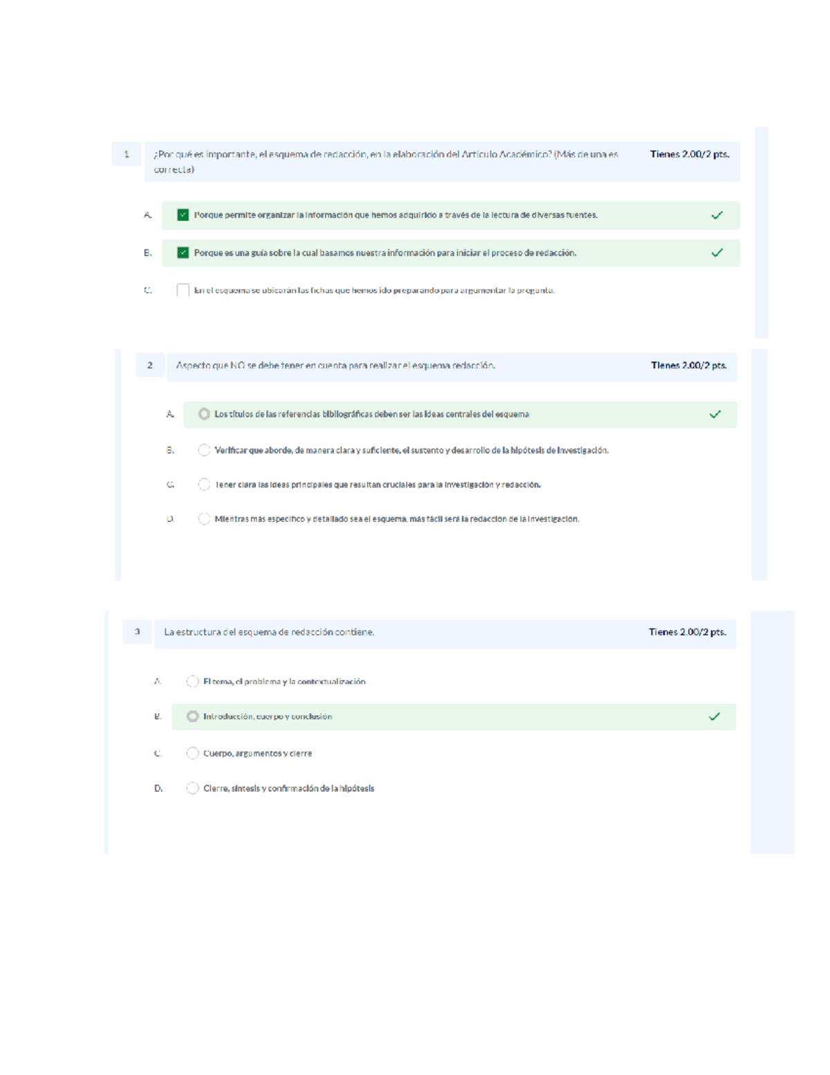 📝 Semana 10 - Tema 02: Autoevaluación - Esquemas de redacción - Investigación Académica - Studocu