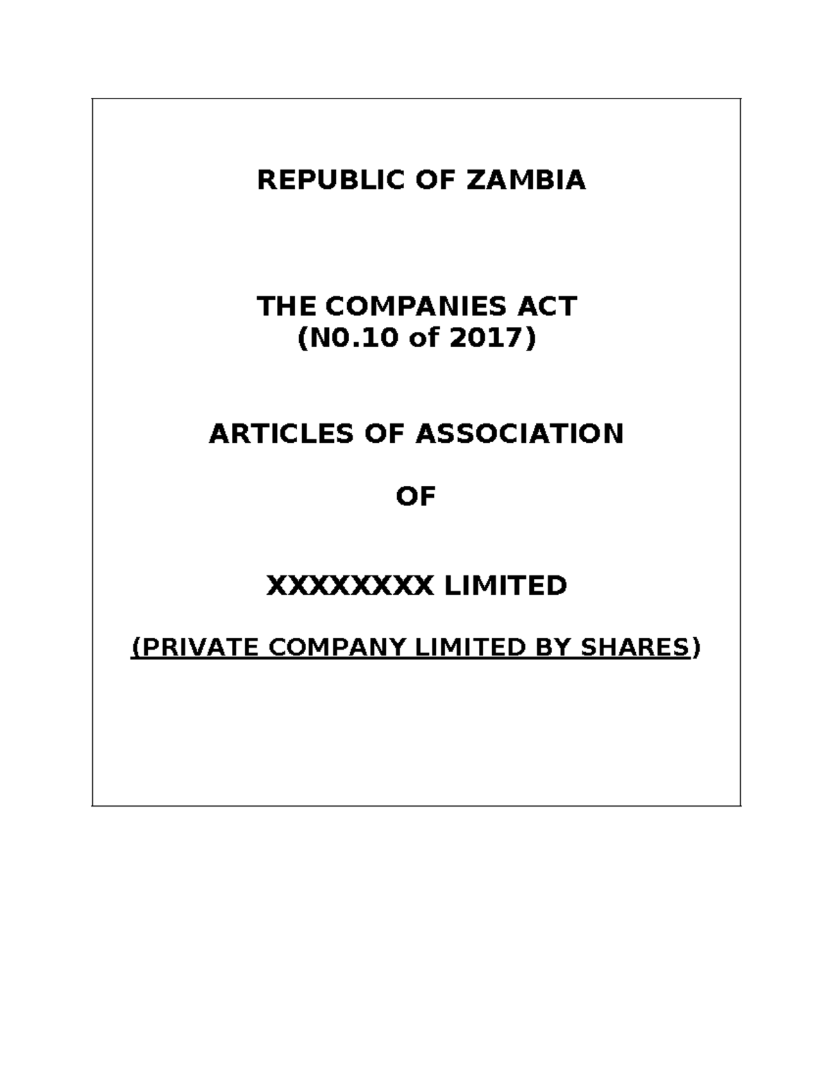 Standard- Articles-2017 - REPUBLIC OF ZAMBIA THE COMPANIES ACT (N0 of ...